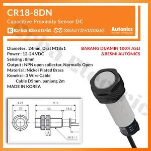 Jual Autonics CR18-8DN Kapasitif Proximity Sensor Capacitive 3 wire DC M18 - Jakarta Selatan ...