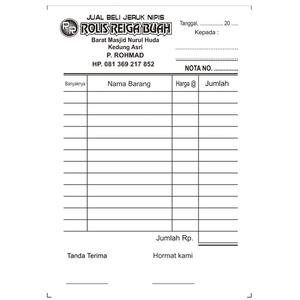 Jual NOTA -- 1 RIM 2 PLY - RANGKAP -- Percetakan Custom NCR INVOICE Bon ...