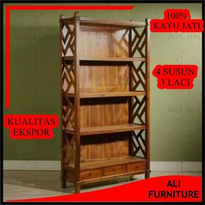 Jual Rak Buku Kayu Jati Dengan Desain Minimalis Terbuat Dari Bahan Kayu ...
