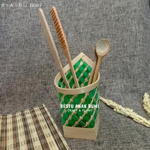 Jual tempat sendok hijau besar/wadah sendok bambu/souvenir - Kab ...