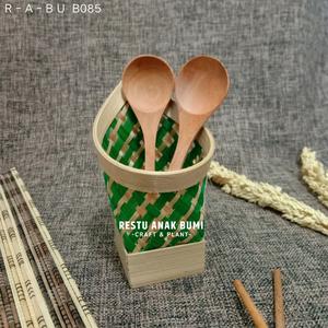 Jual tempat sendok hijau small/wadah sendok bambu/souvenir sendok - Kab ...