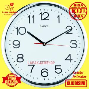 Jual Jam Dinding Quartz Kantor Murah Pagol PGWS-41T Silver - Silver ...