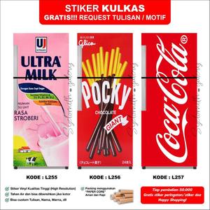 Jual STIKER KULKAS 1 PINTU DAN 2 PINTU MOTIF ULTRA MILK POCKY COCA COLA ...