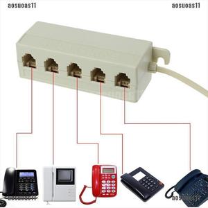 Jual RJ11 jack 5 way outlet telephone modular line splitter plug ...