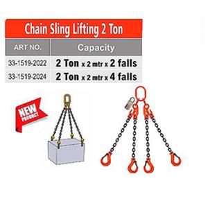 Jual rantai sling pengangkat chain sling lifting 2 ton x 2 mtr x 4 kait ...