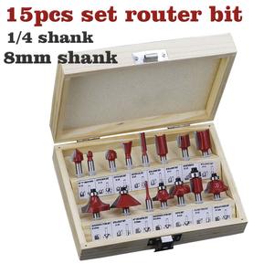 Jual MATA ROUTER BIT KAYU SET 15PC 8MM / MATA TRIMER / MATA PROFIL KAYU ...