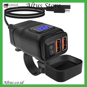 Jual Adaptor Charger Motor 12v Quick Charge 3.0 Dengan Dua Port Usb Dan ...