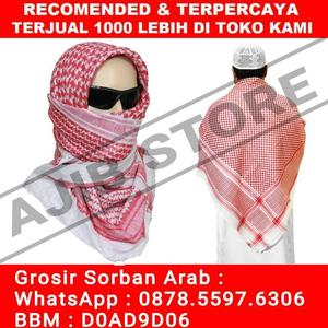 Jual SORBAN ASLI SAUDI Surban/Imamah Arab Almas Arafat Shemagh Merah ...