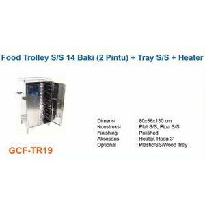 Jual Food Troli Makanan Stainless Steel 14 Baki 2 Pintu dengan Heater ...