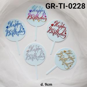 Jual GR-TI-0228 Cake topper tulisan kue tart happy birthday background biru - Jakarta Timur ...