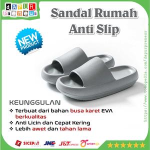 Jual Sandal Sendal Rumah Anti Slip Slipper EVA Soft Unisex - Hitam, 42 ...