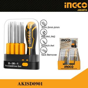 Jual OBENG MINI SET LENGKAP 8 in 1 / OBENG KECIL SET INGCO AKISD0901 ...