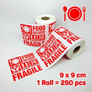 Jual Stiker Label Fragile Food Delivery Pengiriman Makanan 9x9cm 1 roll ...