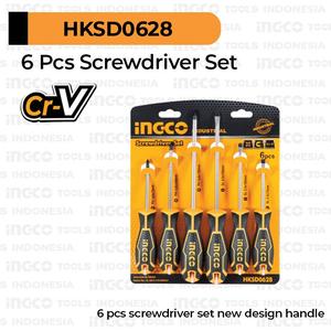 Jual 6-Pcs Cr-V Screwdriver Set INGCO HKSD0628 - Obeng Plus Minus ...