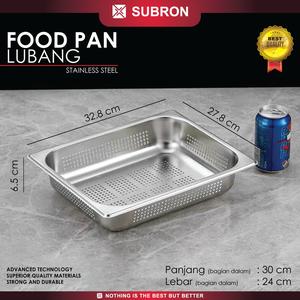 Promo SUBRAON Gastronom Food Pan LUBANG 1/2 ke dalam 6.5cm wadah ...