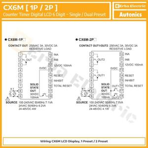 Jual 220v 240v AC Counter Timer 72x72 mm LCD 6 Digit 2P Autonics CX6M ...