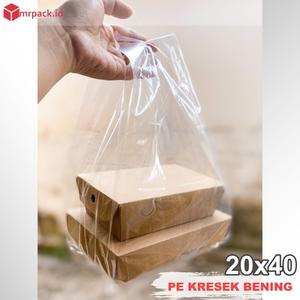 Jual KANTONG PLASTIK PE BENING TRANSPARAN LUNCH BOX UKURAN 20x40 ...