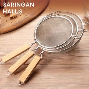 Jual Saringan Stainless Halus 12cm 14cm 16cm Pegangan Kayu Tebal Tepung ...