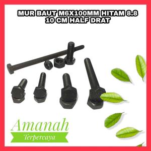 Jual MUR BAUT HEX M6X100 BAJA HITAM 8.8 HALF DRAT M6 X 100MM 10CM - Kota Tangerang Selatan - PUM ...