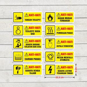 Jual Sticker Marka K3 Keselamatan & Kesehatan Kerja Hati-hati 23,5 x 9 ...
