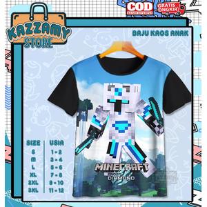 Jual Baju Kaos Anak Anime 3D Minecraft Frost Diamond v10 | Kazzamy ...
