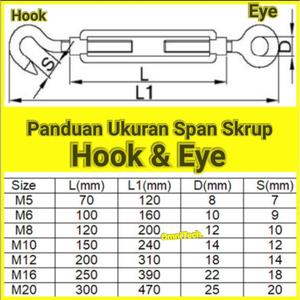Jual Span Sekrup Skrup Turn Buckle Jarum Keras M8 Galvanis Putih 5/16 ...