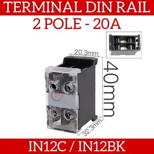Jual IN12BK Terminal Block Blok Listrik Mounting Din Rail 600V 20A 2 ...