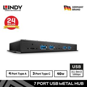 Jual USB Hub LINDY 7 Port 10 Gbps Type A & Type C USB 3.1 Gen2 ...