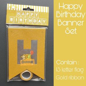 Jual Banner Happy Birthday / Banner Ulang Tahun Gold Tulisan Silver ...