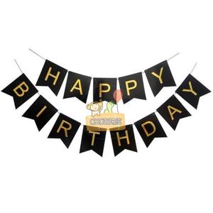 Jual Banner Happy Birthday / Banner Ulang Tahun Hitam Tulisan Gold ...