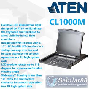 Jual ATEN CL1000M 17inch Single Rail LCD KVM 17 inch Console ORIGINAL ...