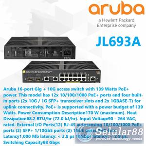 Jual HPE Aruba JL693A 2930F 12G PoE+ 2G/2SFP+ Switch Hub 16Port Gigabit ...