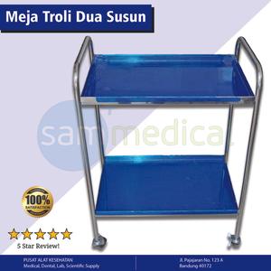 Jual Lokal Trolly Dorong / Meja Instrumen Stainless 2 Susun Roda + Rem ...