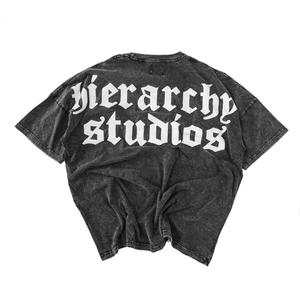 Promo Hierarchy Studios - Washed Black Wide Logo Oversized T-Shirt - M ...