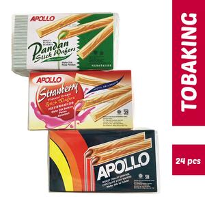 Jual Apollo stick wafer biscuit berkrim pandan coklat strawberry ...