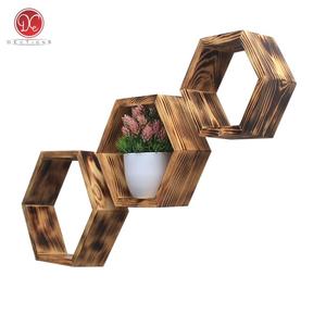 Promo Rak Dinding Hexagonal Kayu Jati Belanda Rustic Burn Vintage ...