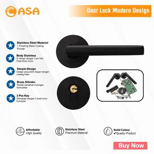 Jual (0_0) Door Lock Handle Black Straight Full Set / Gagang Pintu Gaya ...