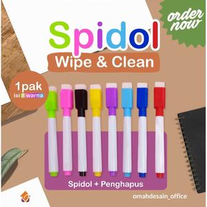 Jual SPIDOL MINI WIPE AND CLEAN | SPIDOL BANYAK WARNA - 1 PAK 8 WARNA ...