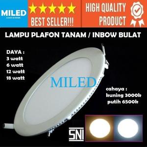 Promo DOWNLIGHT LED BULAT RATA PLAFON 3W 6W 12W 18W CAHAYA PUTIH/KUNING ...