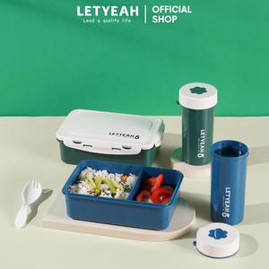 Jual Let Yeah Lunch Box Set 1100ml - Free Botol Minum 360ml Dan Alat ...