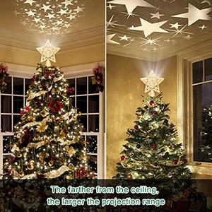 Promo Christmas Star Tree Topper with LED Projector, Lighted Tree ...