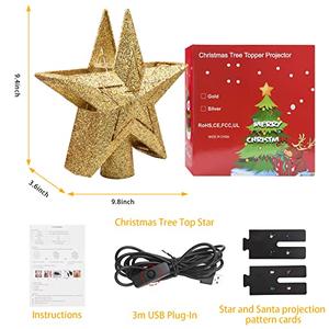 Jual Christmas Tree Topper Lighted with 2 Projection Effects, USB Plug ...