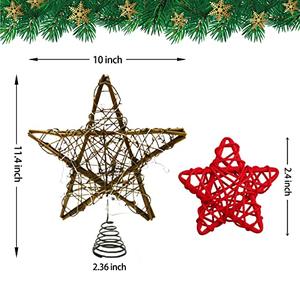 Jual Christmas Star Tree Topper Lighted - Natural Rattan Christmas Star ...