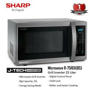 Jual SHARP MICROWAVE OVEN R-751GX BS GRILL INVERTER KAPASITAS 25 Liter ...