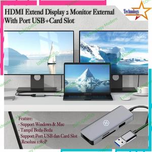 Jual HDMI Extend 2 Monitor Display (Tampil Beda-Beda) With 1X USB+Card ...