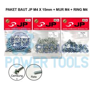 Jual (0_0) PAKET 3 SET JP M 4x15 BAUT MUR RING PLAT M 4 x 15 MUR M4 ISI 100 - Kab. Bekasi ...