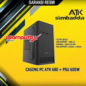 Jual CASING PC KOMPUTER SIMBADDA ATK 680 + PSU 600W MIDDLE TOWER MATX ...