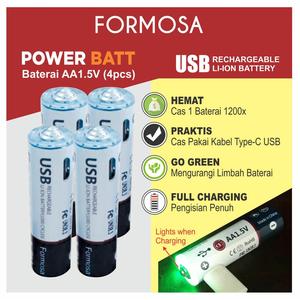 Jual Baterai Cas Isi Ulang 4pcs Formosa AA & AAA 1.5V Micro USB NiMh ...