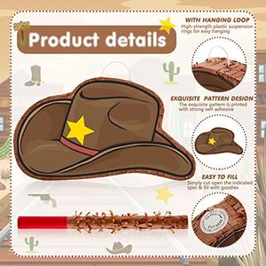 Promo 15.7 Inch Western Cowboy Hat Pinata for Boys Kids Western Cowboy ...