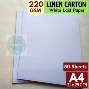 Jual Kertas Karton LINEN PUTIH jepang 220g A4 (isi 50 Lembar) Fancy ...